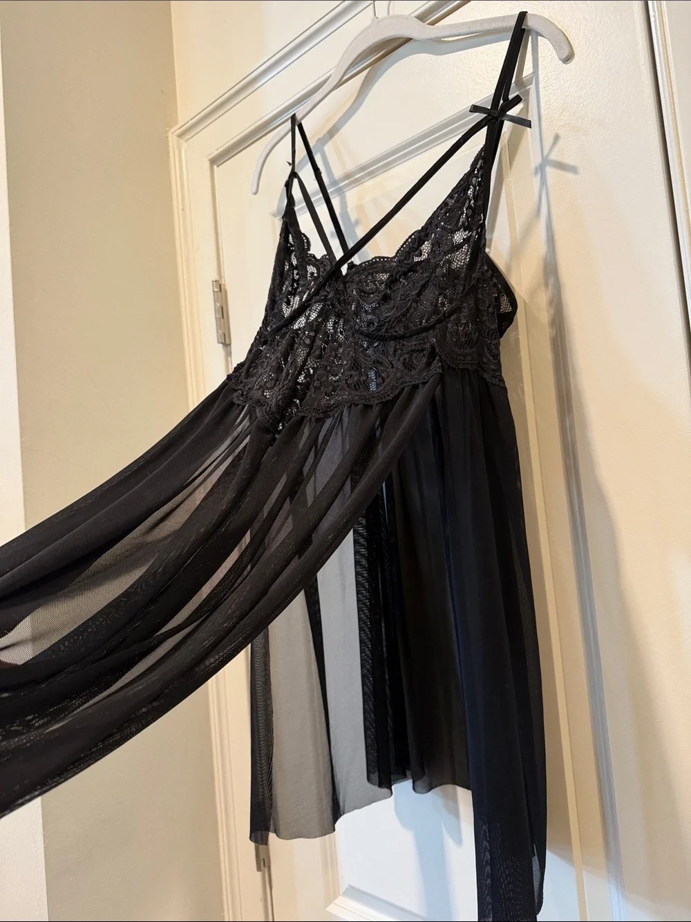 Unbranded | Intimates & Sleepwear | Black Sheer Slip Dress With Lace ...